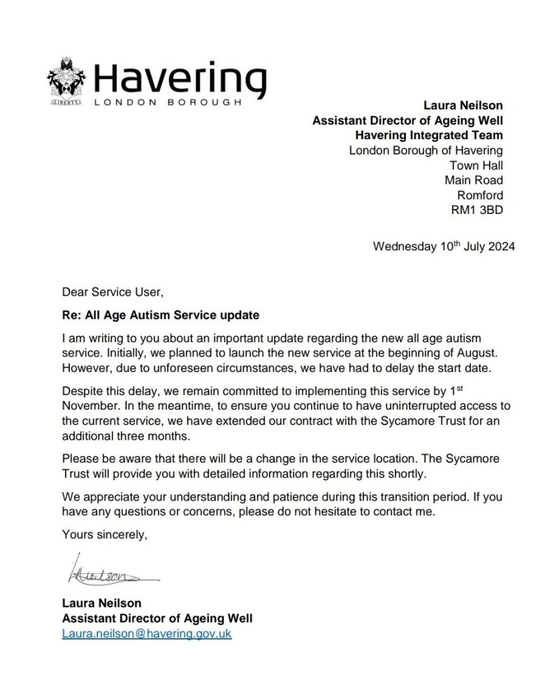 Sycamore Trust - Havering Autism Hub to close